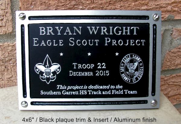 Eagle Scout project plaques, Cast alum - Screw/Stake/Post/Pole mount