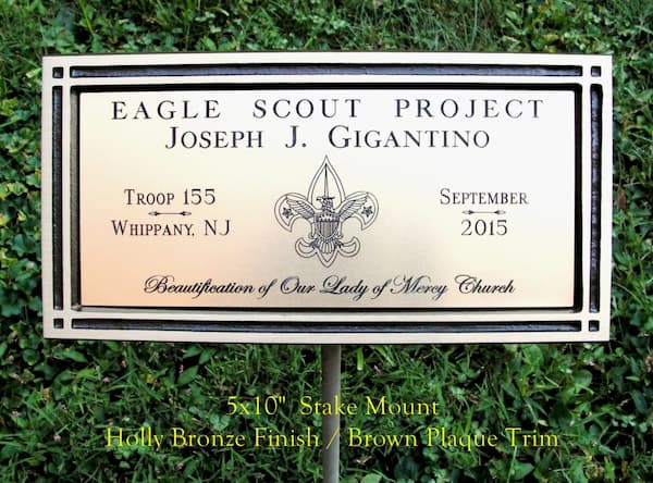 Eagle Scout project plaques, Cast alum - Screw/Stake/Post/Pole mount