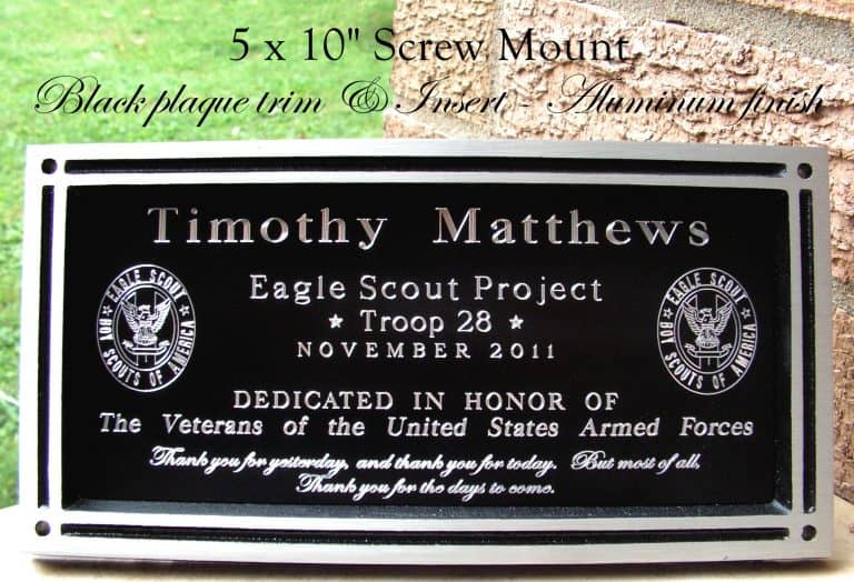 Eagle Scout project plaques, Cast alum - Screw/Stake/Post/Pole mount